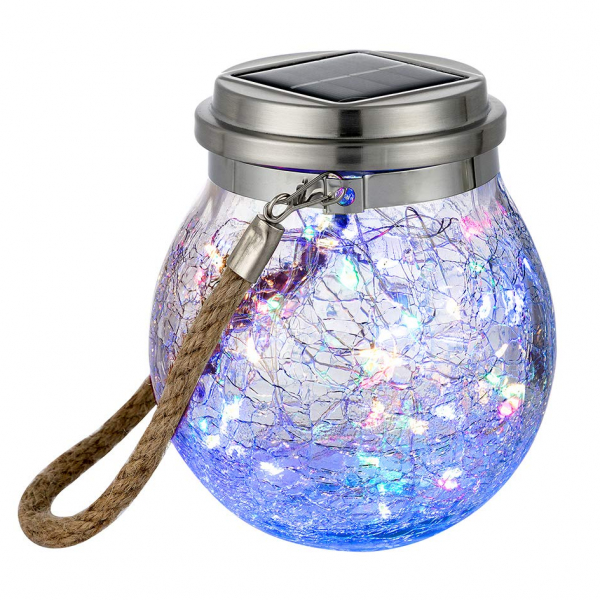 Lampa Solara Borcan Sticla Crack, Felinar Solar IP65 Glob LED ...