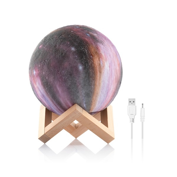 Moon Lamp Galaxy 3D 15cm Lampa Luna LED Multicolor Stand Lemn USB ...