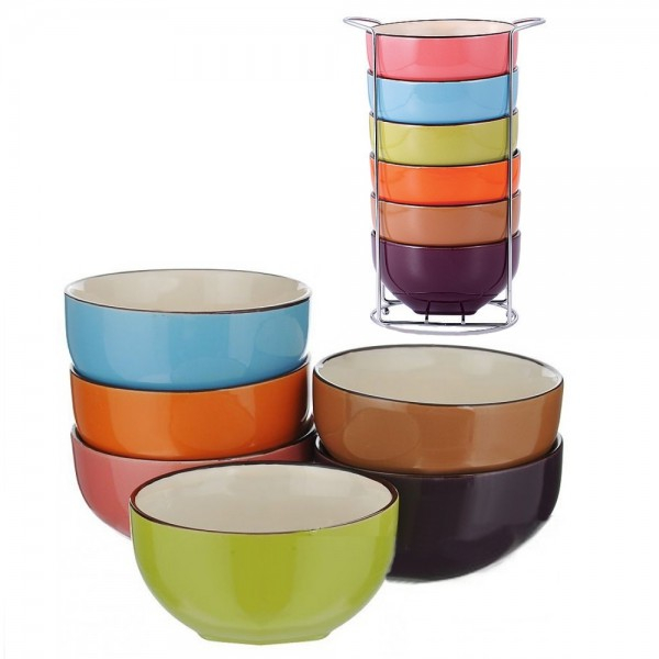 Set boluri din ceramica 7 piese 580ml Vabene VB6070098 Preturi Ieftine